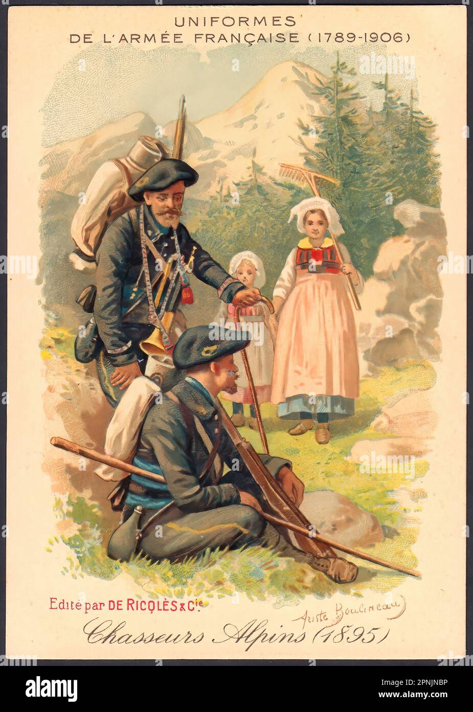 Alpine Troops, 1895 - Vintage French Tradecard, Belle Epoque Era Stock ...