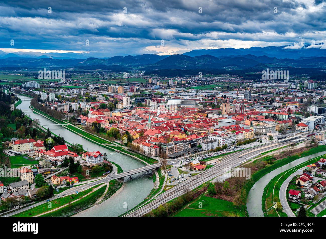 Aerial view city celje hi-res stock photography and images - Alamy