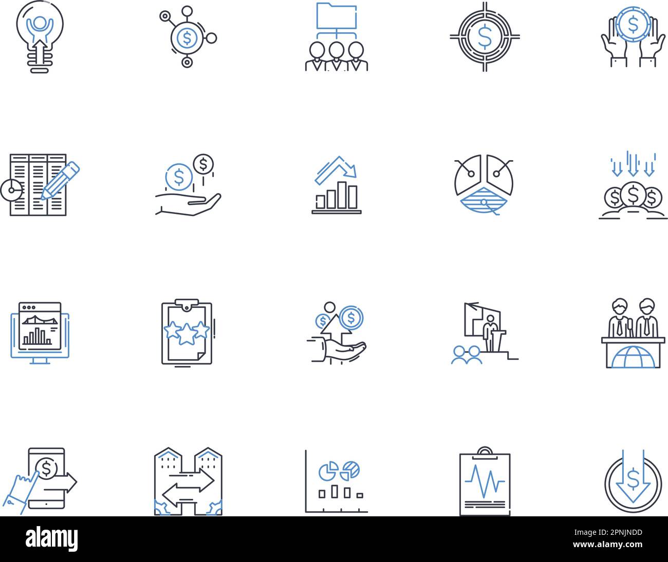 Balance sheet estimations line icons collection. Assets, Liabilities ...