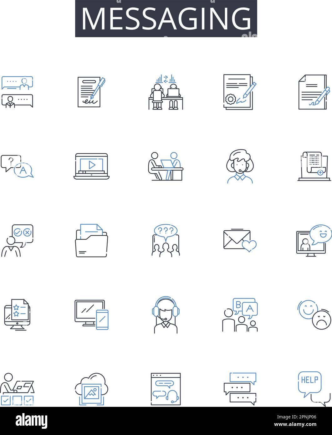 Messaging line icons collection. Chatting, Correspondence ... Messaging line icons collection. Chatting, Correspondence ...