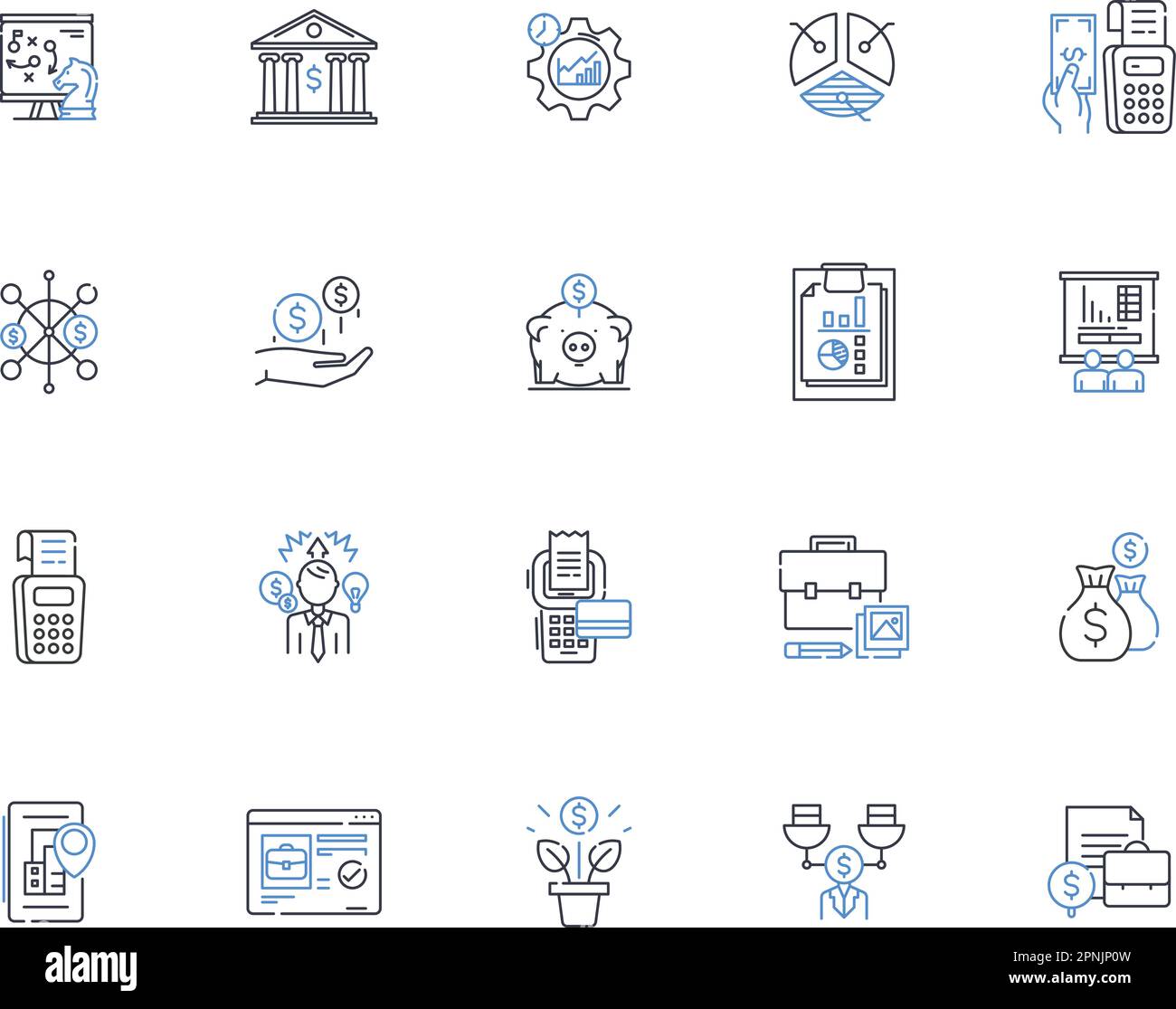 Budgeting Line Icons Collection Frugality Thrift Planning Saving