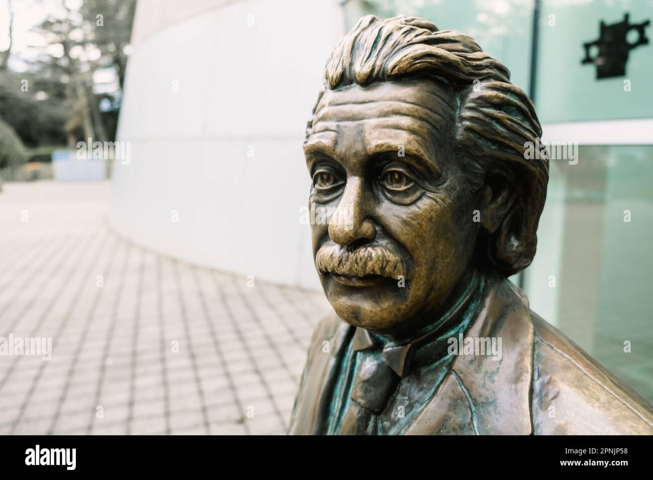 Statue of the scientist Albert Einstein in a public park Stock Photo ...