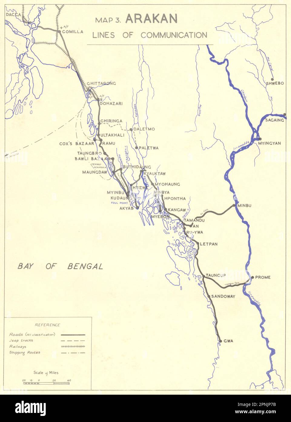 BURMA. Arakan Lines of Communication 1951 old vintage map plan chart ...