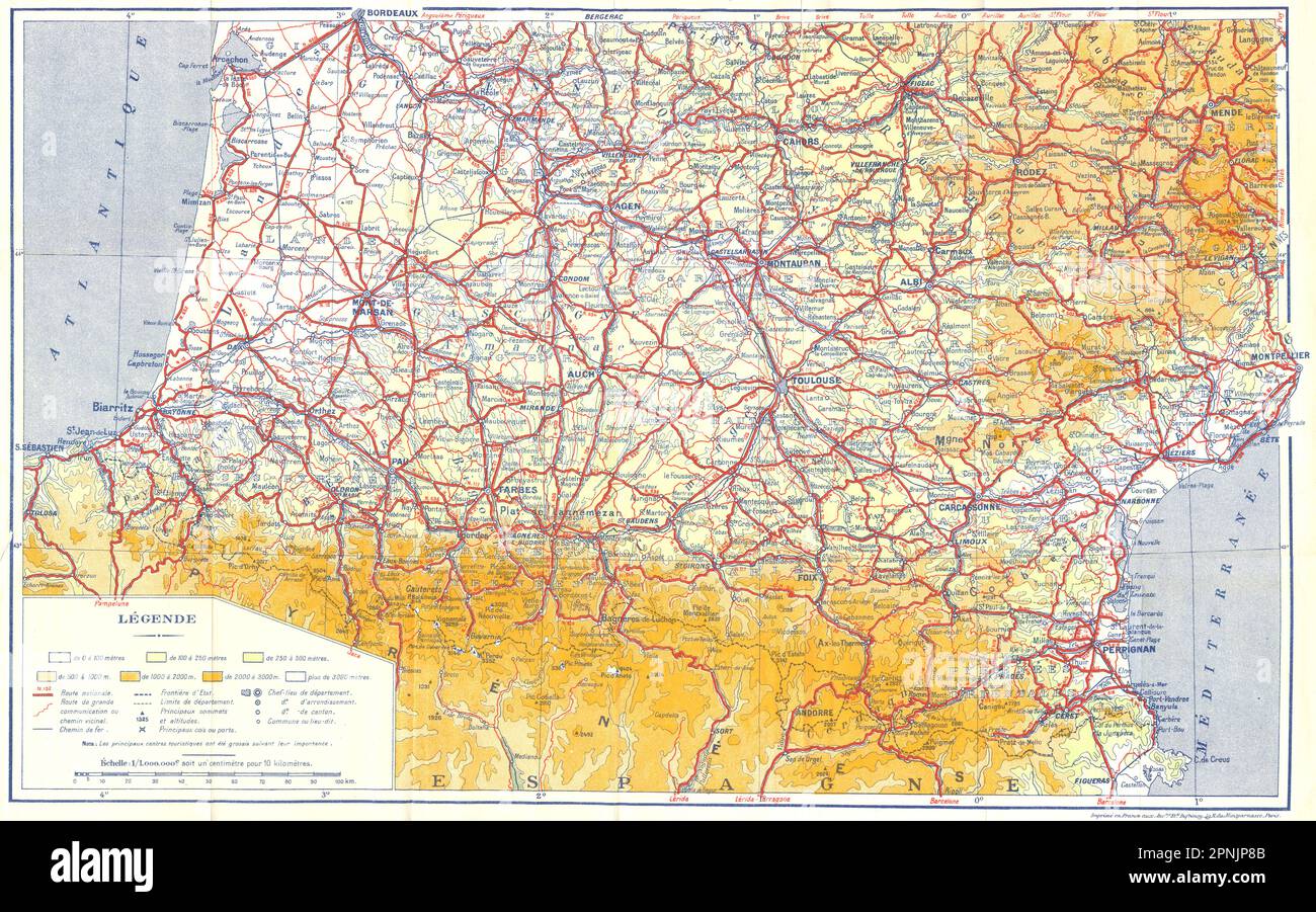 FRANCE. Legende 1951 old vintage map plan chart Stock Photo - Alamy