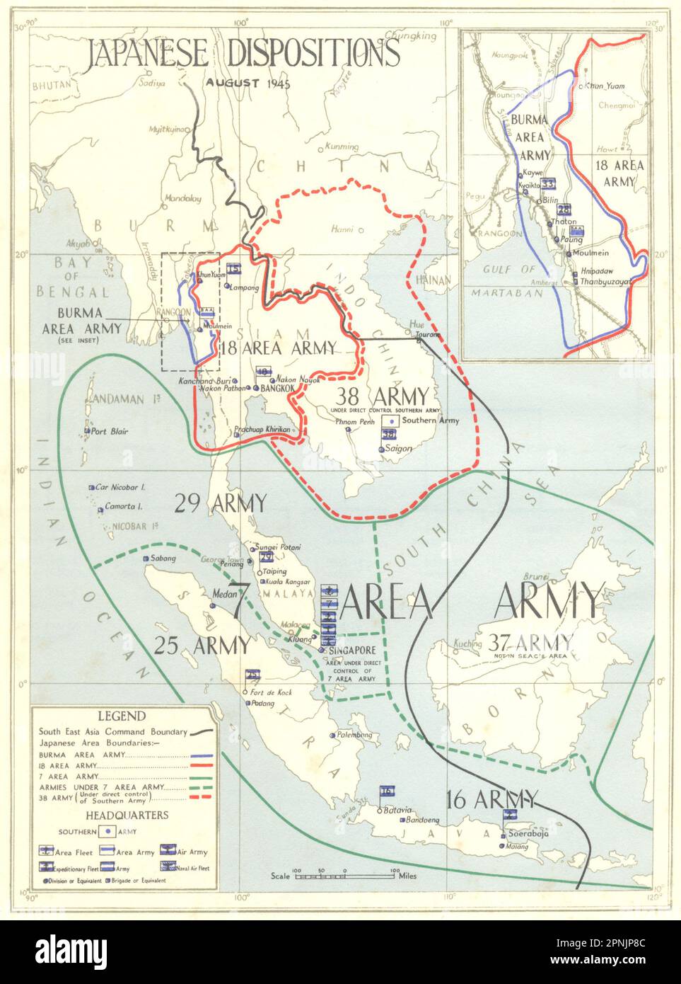 MAPS. Japanese dispositions August 1945 1951 old vintage plan chart ...