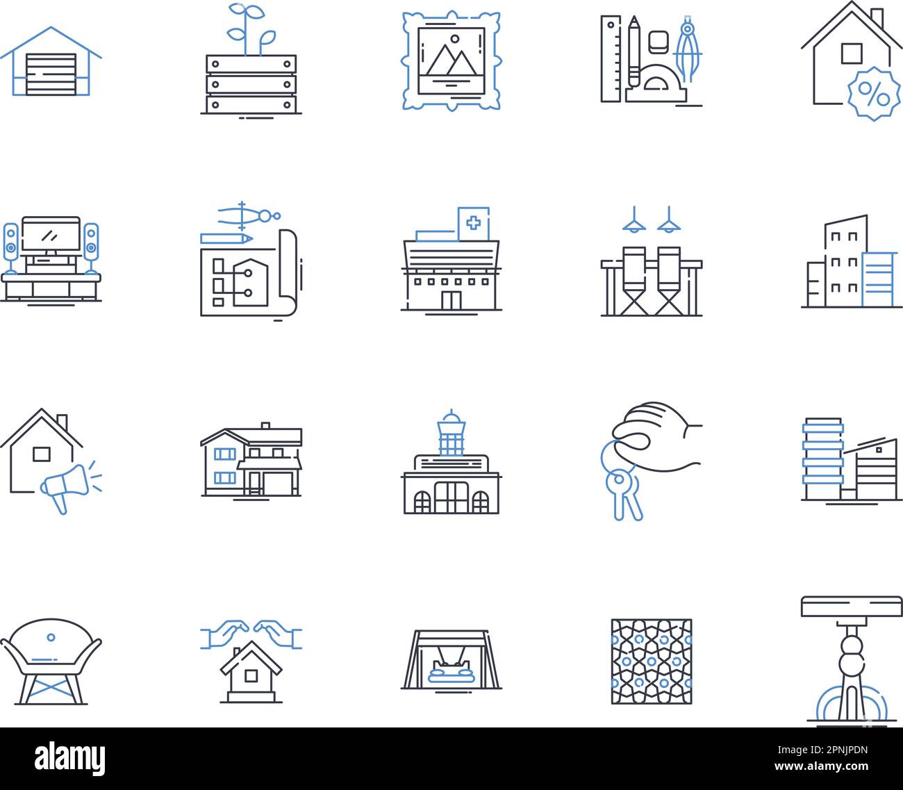 Lodging and living space line icons collection. Hotel, Airbnb, Hostel ... Lodging and living space line icons collection. Hotel, Airbnb, Hostel ...