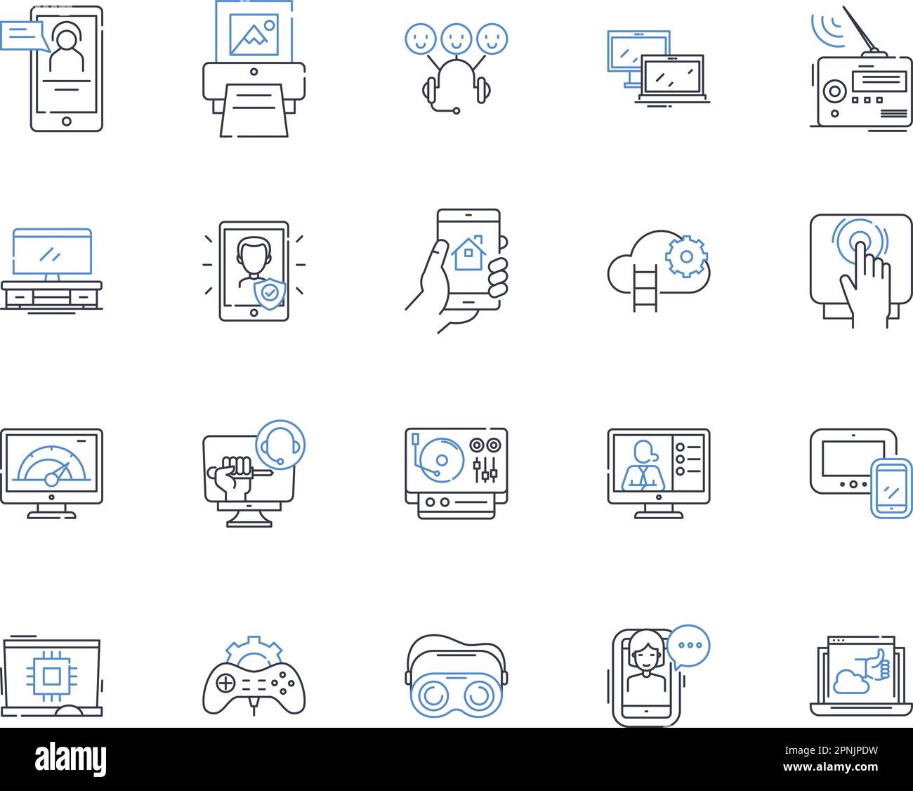 Smart machines outline icons collection. Robotics, Automation ...