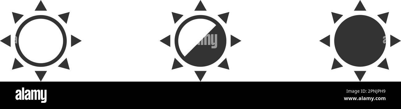 Brightness control icon. Contrast adjustment button. Bright level ...