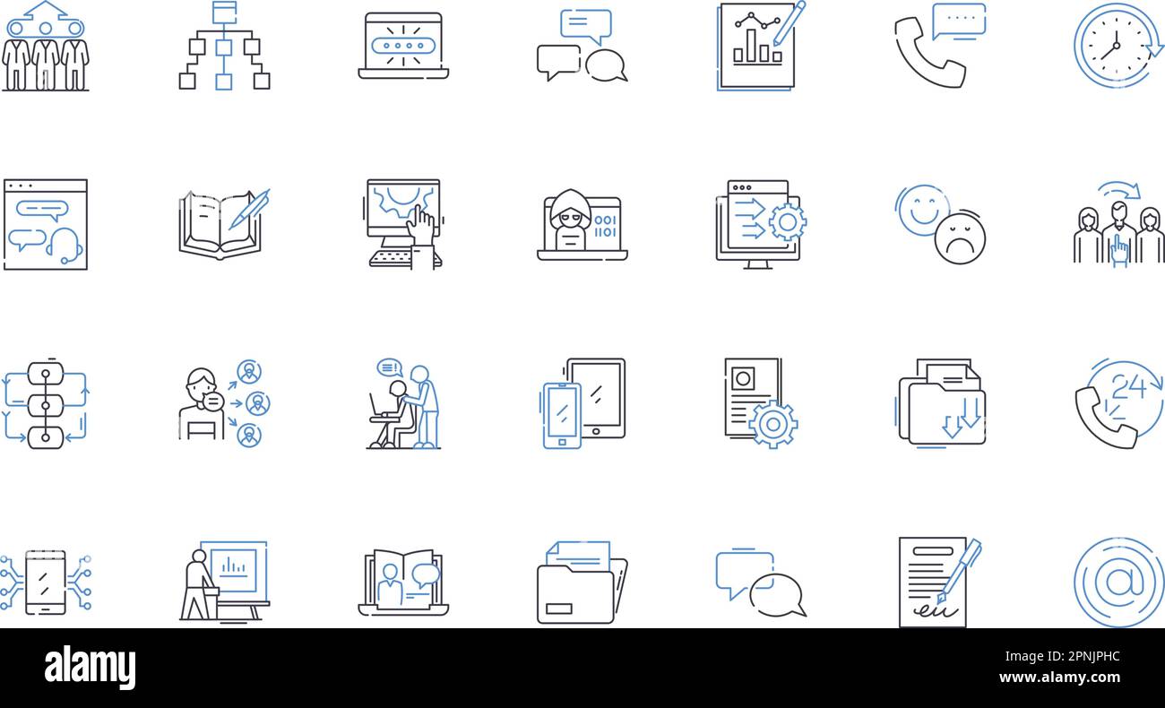 Management education line icons collection. eadership, Strategy ...