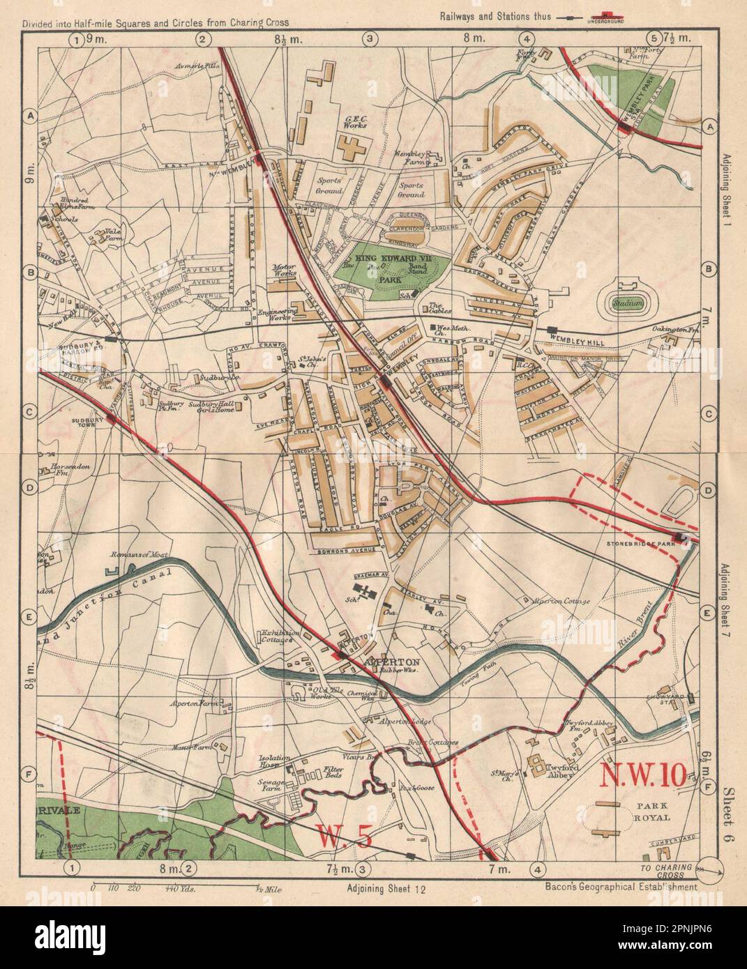 NW LONDON. Wembley Sudbury Alperton Park Royal Hanger Lane. BACON 1925 ...