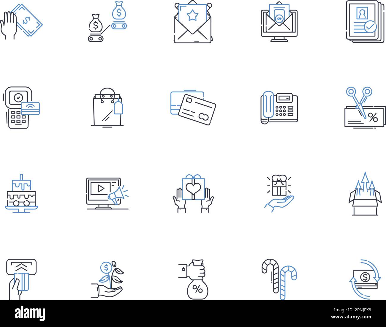 Hypermarket line icons collection. Groceries, Discounts, Convenience ...