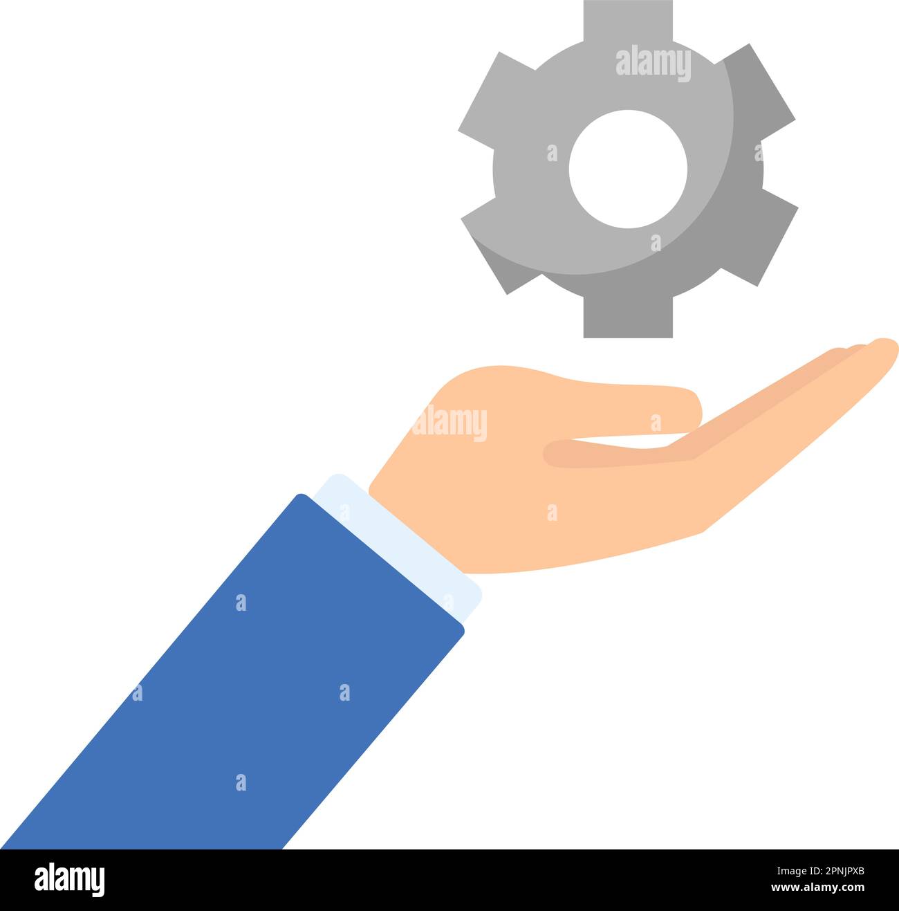 Gear in hand flat icon. Support concept vector illustration Stock ...