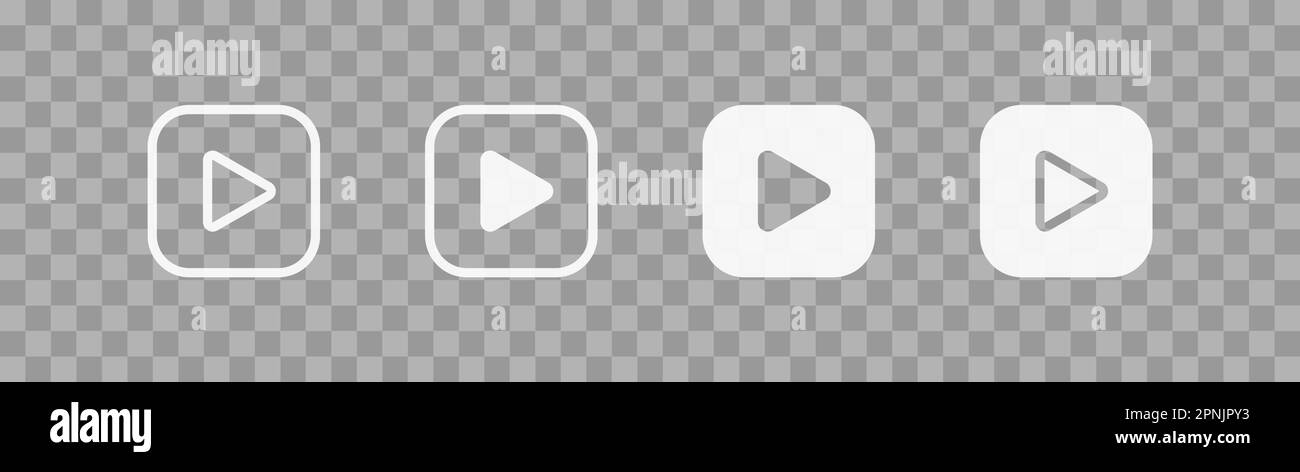 Square play button on transparent background. Media icon flat vector ...