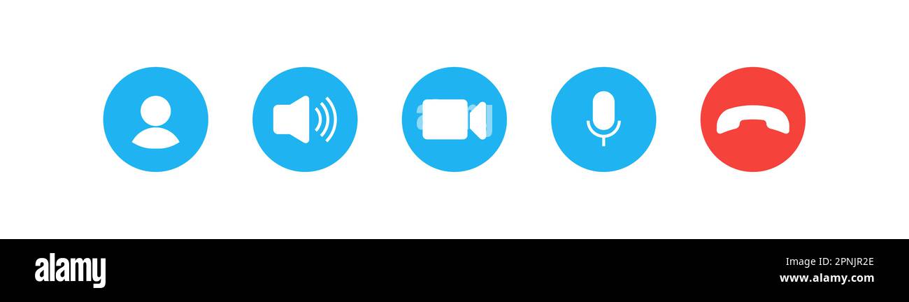 Video cal icons set screen template. Vector isolated flat illustration ...