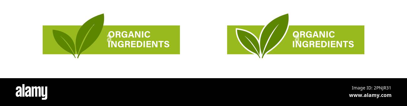 Organic ingredients, green logo on white background in flat style ...