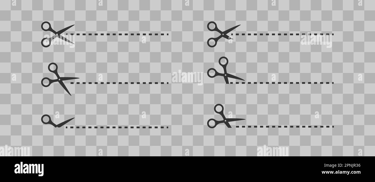 Scissors cut line set black icon on white background. Vector isolated ...