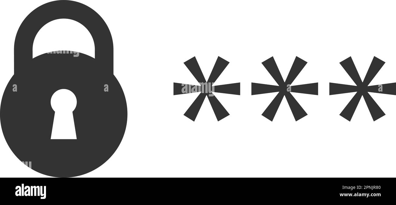 Password Black Icon In Flat Style Secure Code Button Vector