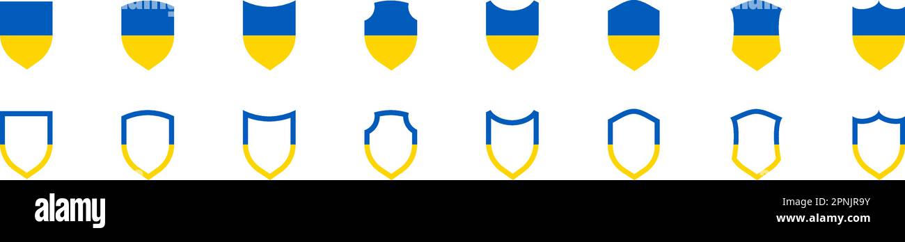 Shield with Ukraine flag icons set. Vector isollaed safety protect icon ...