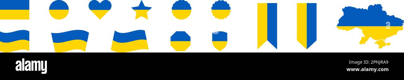 Ukraine flag and map isolated vector illustration signs set. Patriotic ...