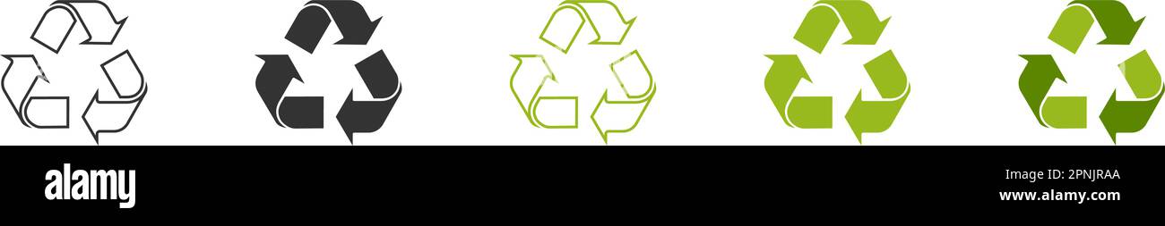 Green recycle, recycling arrow icon set. Flat eco vector isolated ...