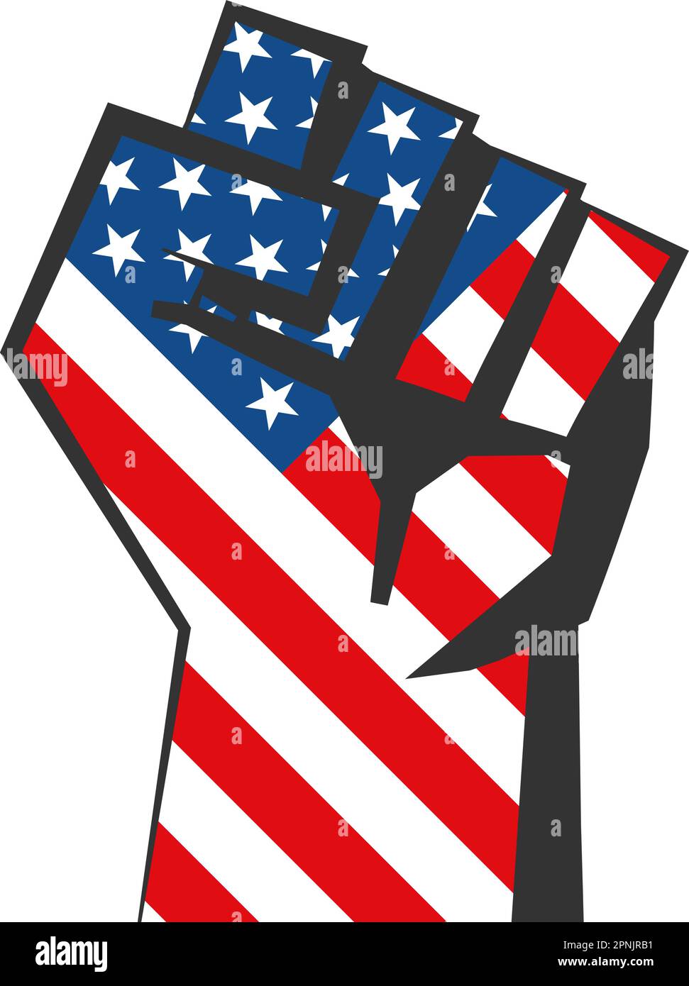 Human fist with USA flag. American Power sign simbol. United States of ...