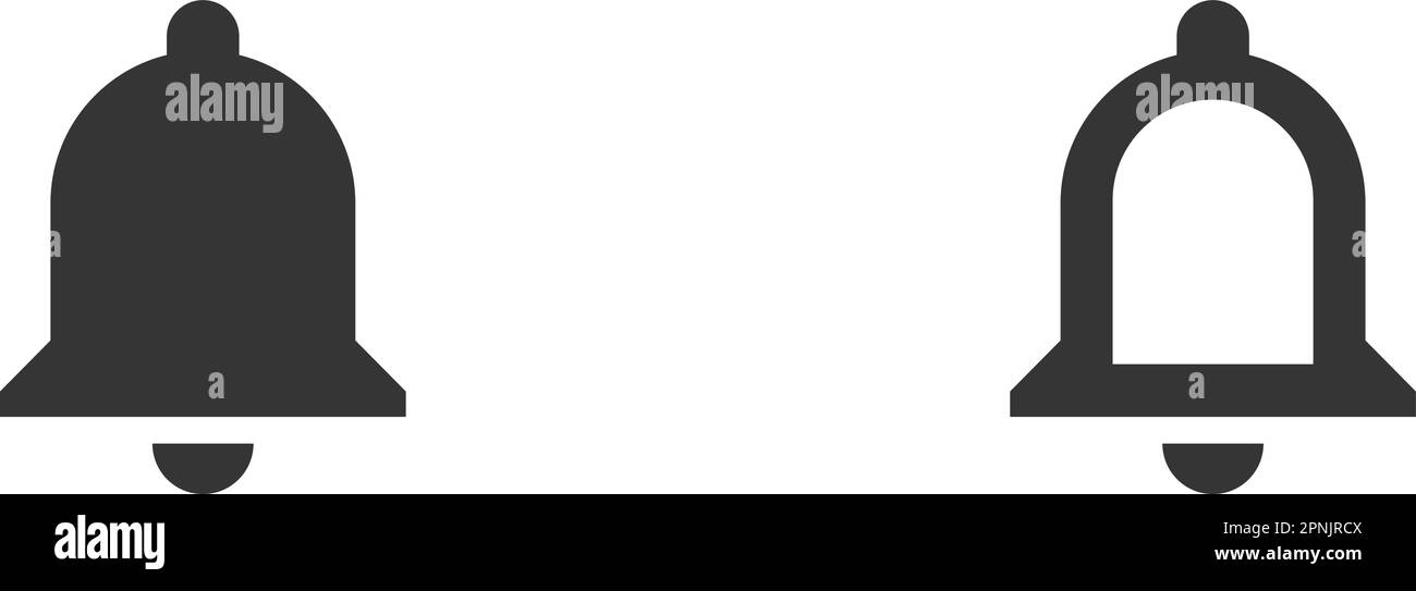 Notification bell icon set in flat style. Social media user interface ...