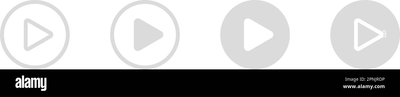 White play buttons web icons set. Video and music media interface ...