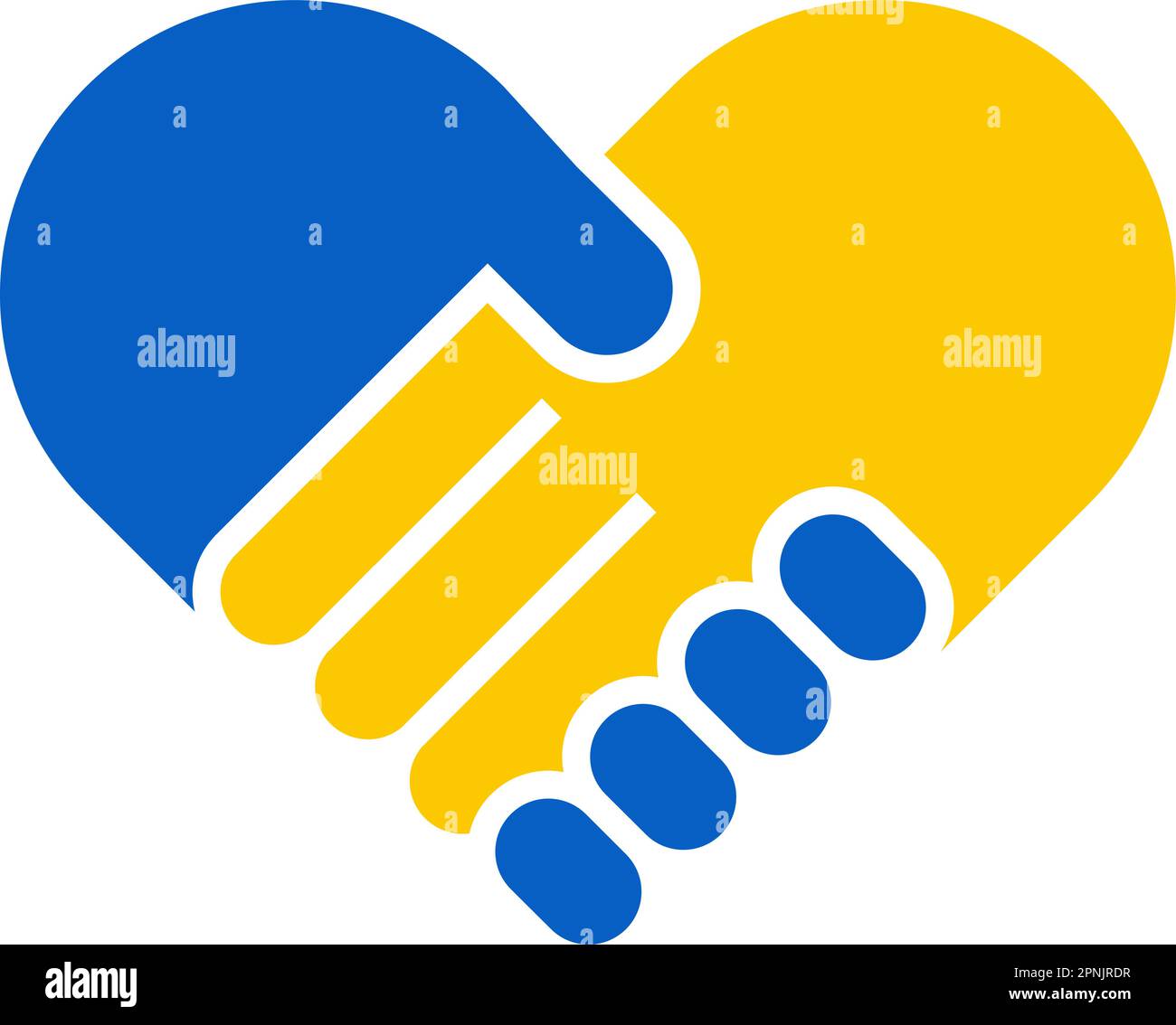 Handshake heart Ukraine support flat icon. Ukrainian yellow and blue ...