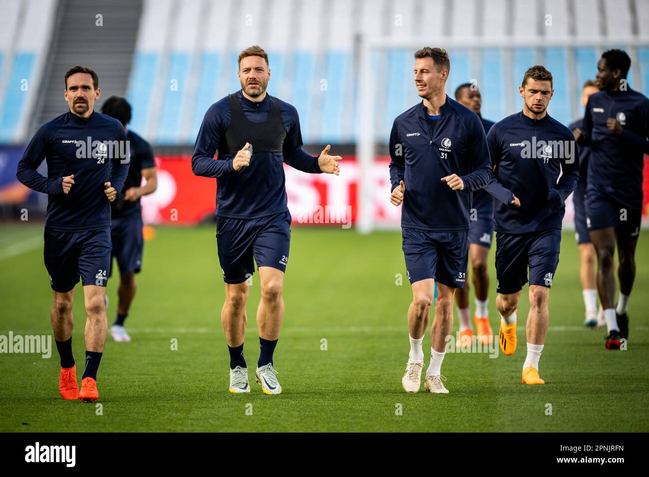 London, UK. 19th Apr, 2023. Gent's players pictured in action during a ...