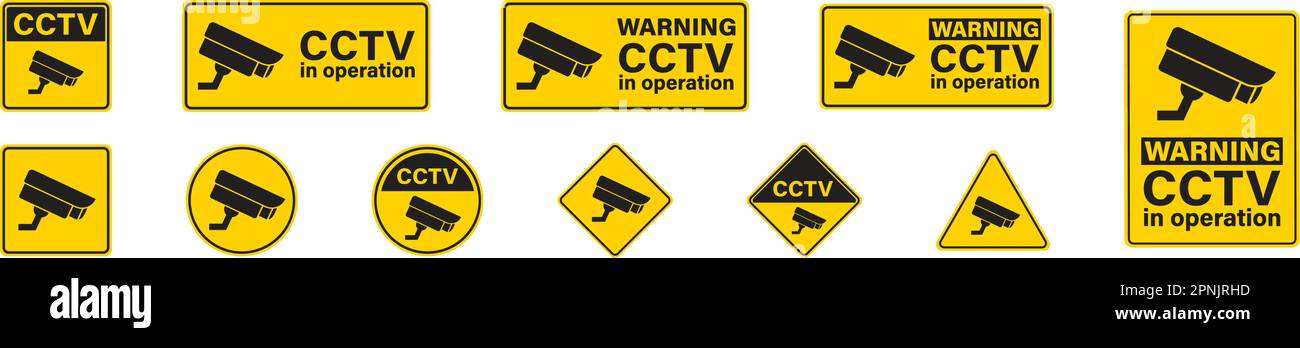 CCTV set flat banners on white background. Securiti technology system ...