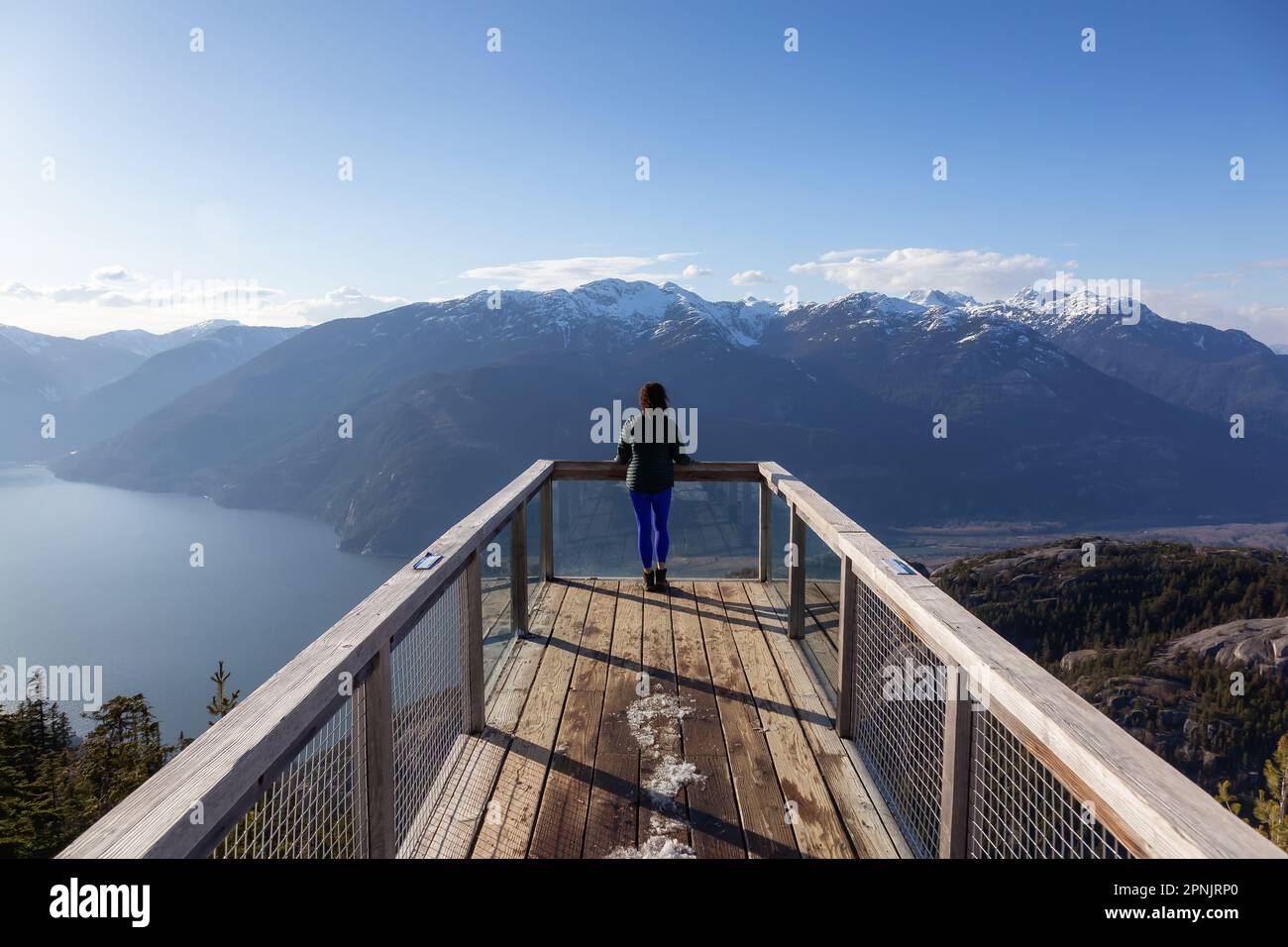 Scenic Hike Viewpoint of Canadian Mountain Landscape. Adventure Woman ...
