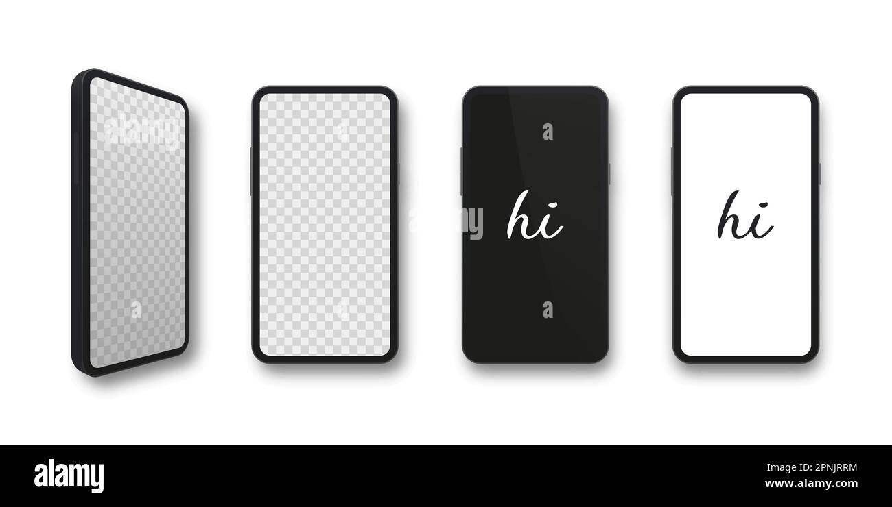 Phone screen, gadget front and perspective view template set ...