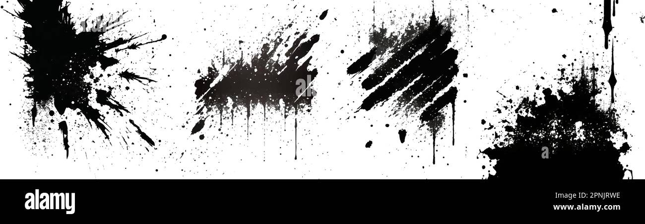 Grunge spots and texture. Set of white and black paintbrush. Abstract ...