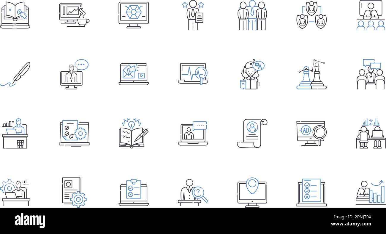 Working establishment line icons collection. Office, Factory, Store ...