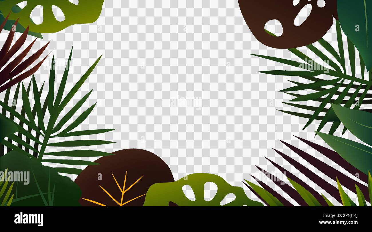 Summer background with tropical leaves. Jungle frame for your text ...