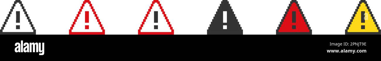 Danger sign attention pixel icons. 8 bit pixel button set. Collection ...