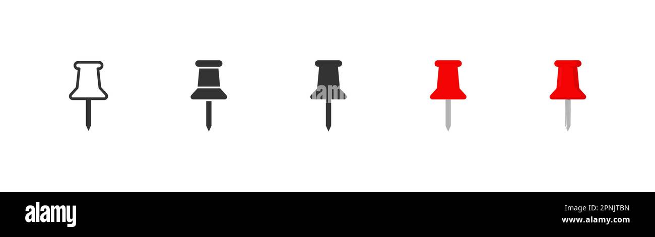 Push pin icon set in flat style. Vector isolated design element Stock ...