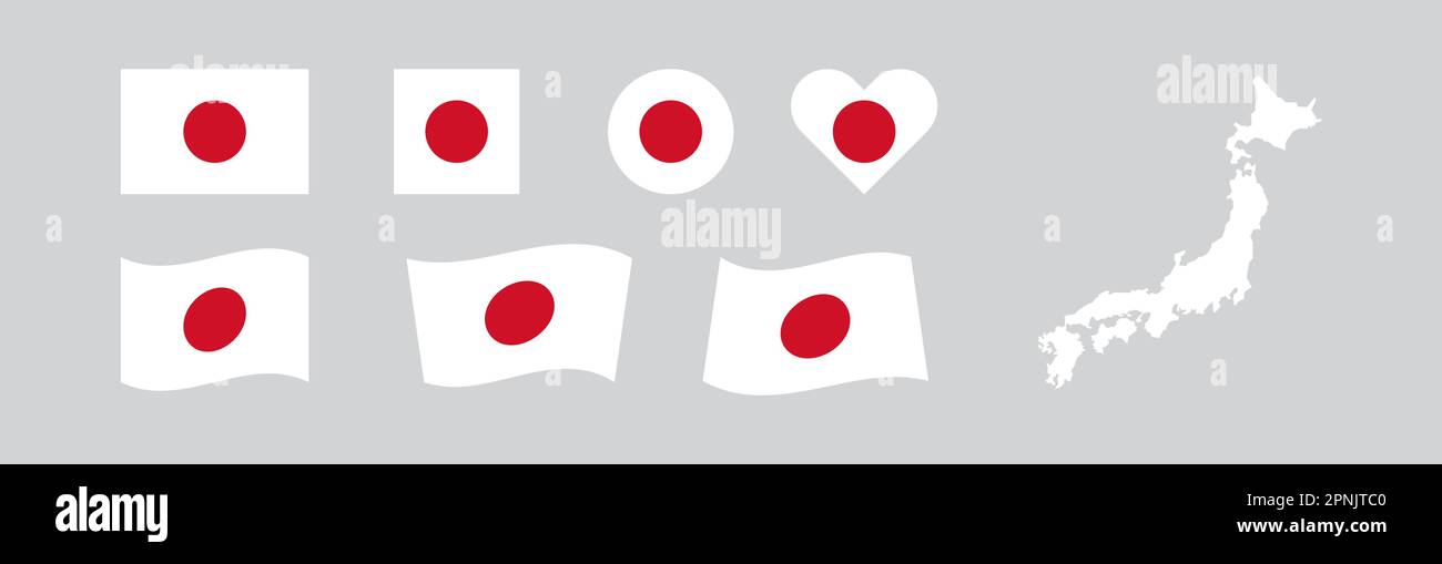 Japan flag set and map. World geography illustration. Vector icon Stock Vector Image & Art - Alamy