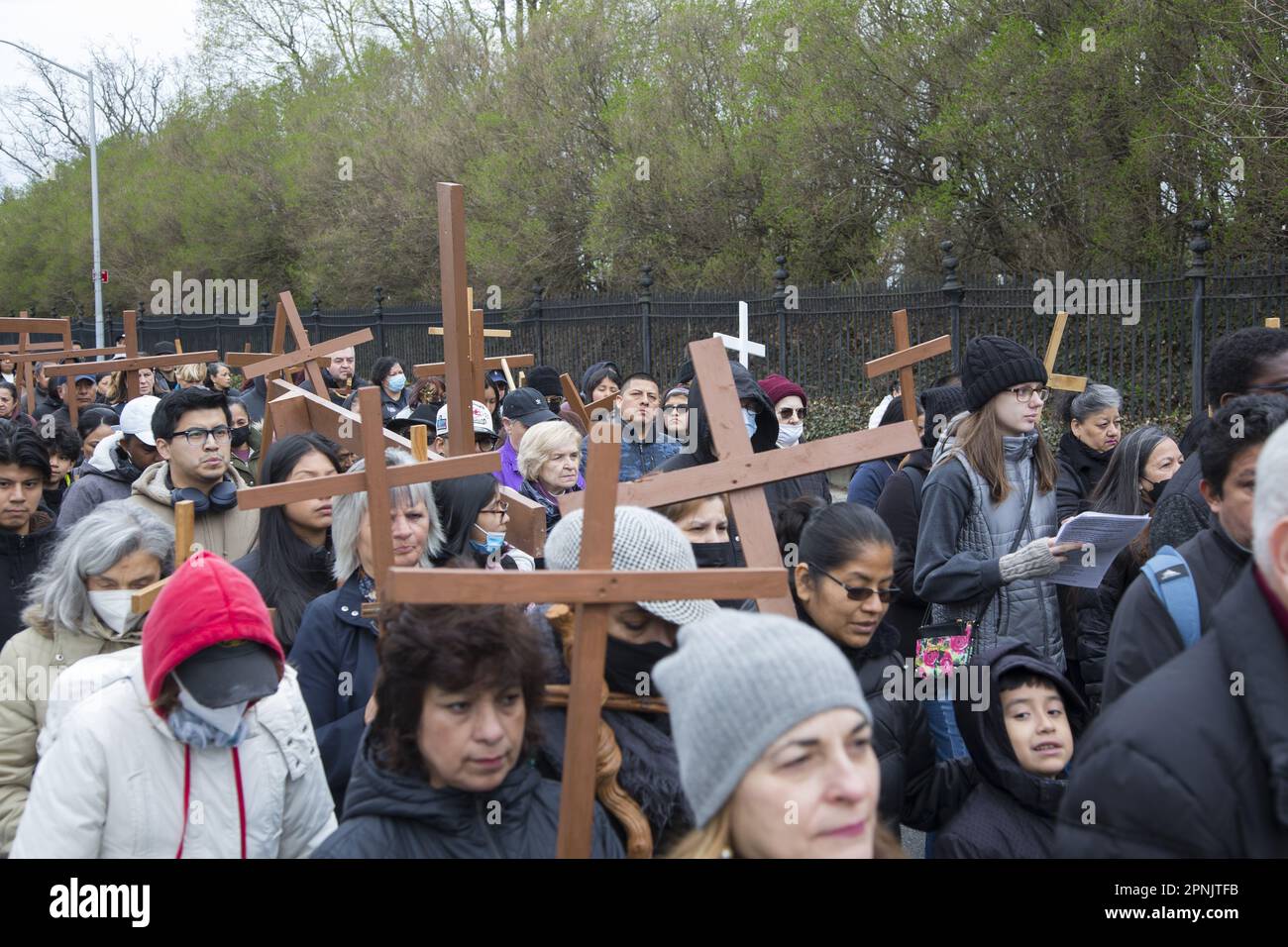 Parishoners of various churches walk the stations of the Cross together ...