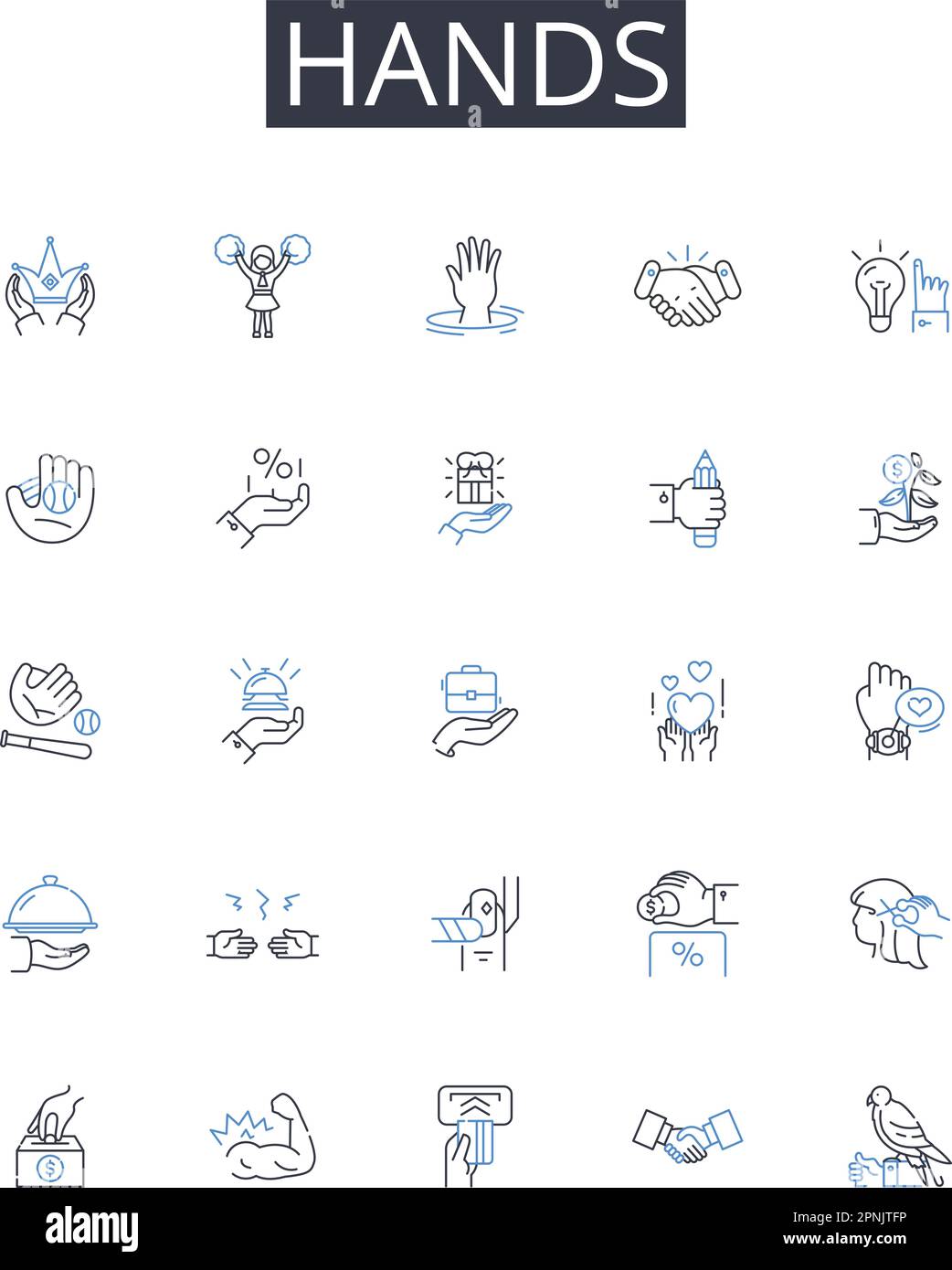 Hands line icons collection. Fingers, Palms, Mitts, Paws, Claws, Grasps ...