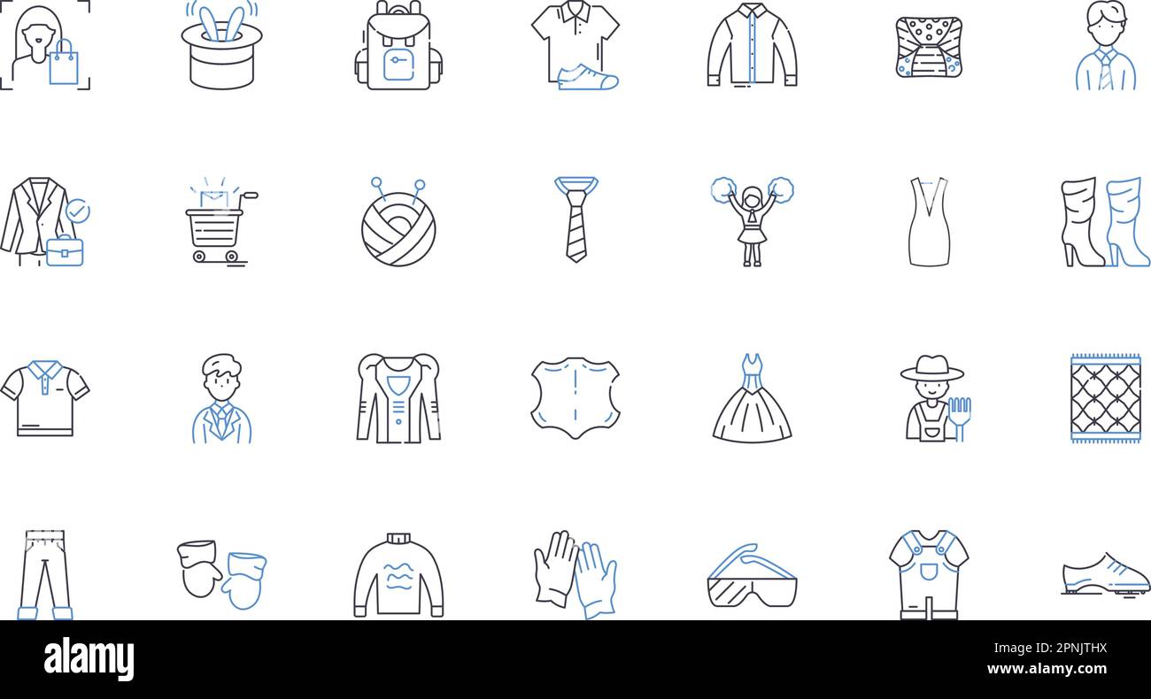 Garment retailer line icons collection. Fashion, Clothing, Style, Trend ...