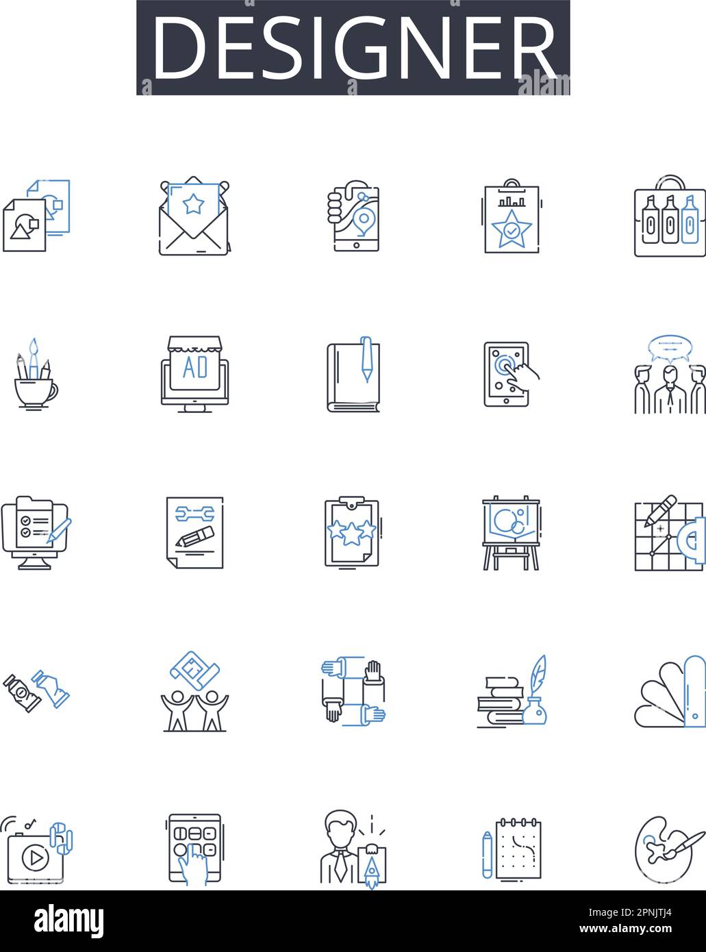Designer line icons collection. Creator, Stylist, Architect, Artist ...