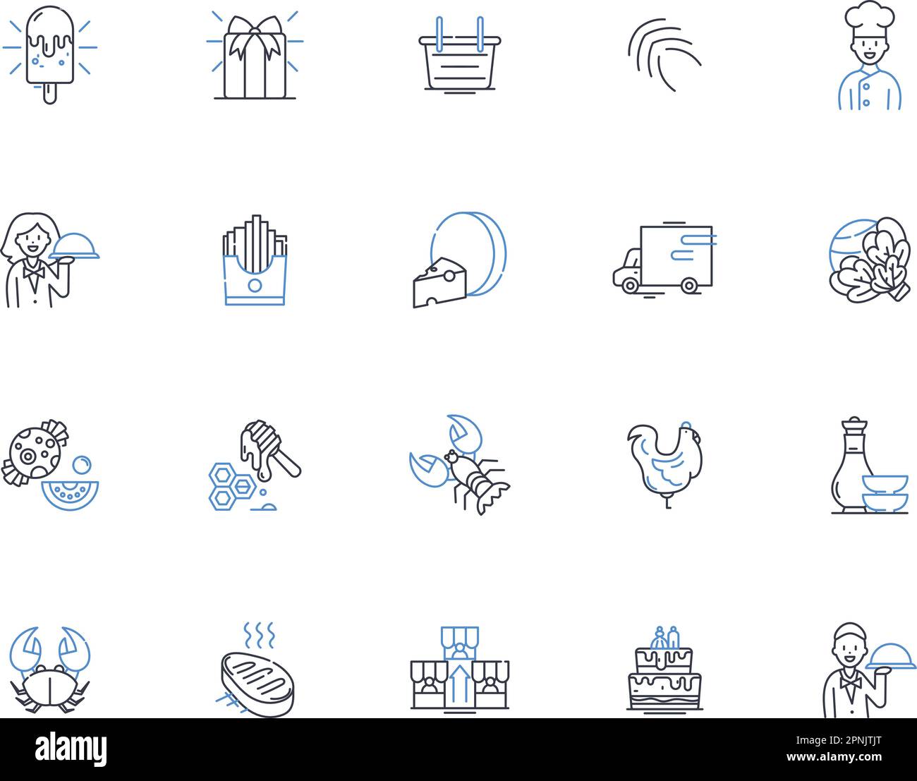 Deli shop line icons collection. Sandwiches, Bagels, Charcuterie, Meat ...