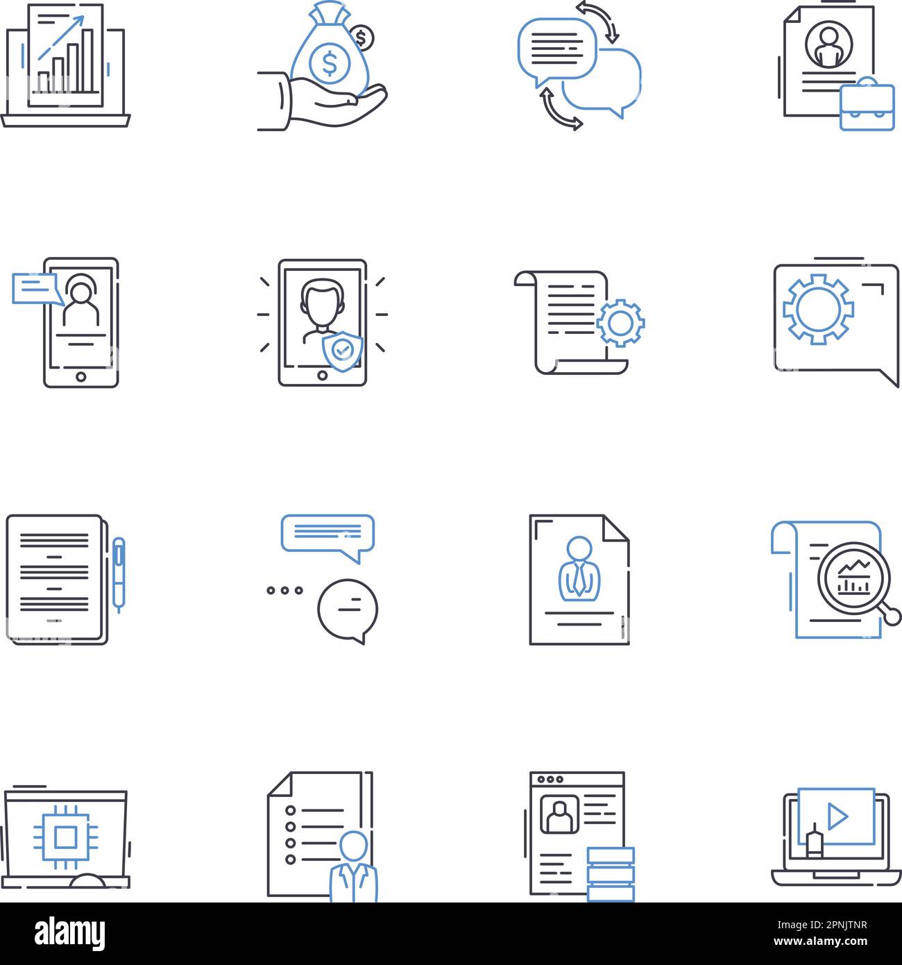 Campaign Management Line Icons Collection Strategy Planning