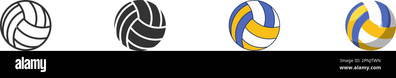 Volleyball icon set in different styles. Black and flat isolated sport ...