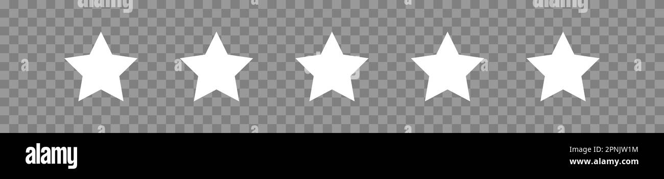 Five star set white icon on white background. Isolated vector for ...