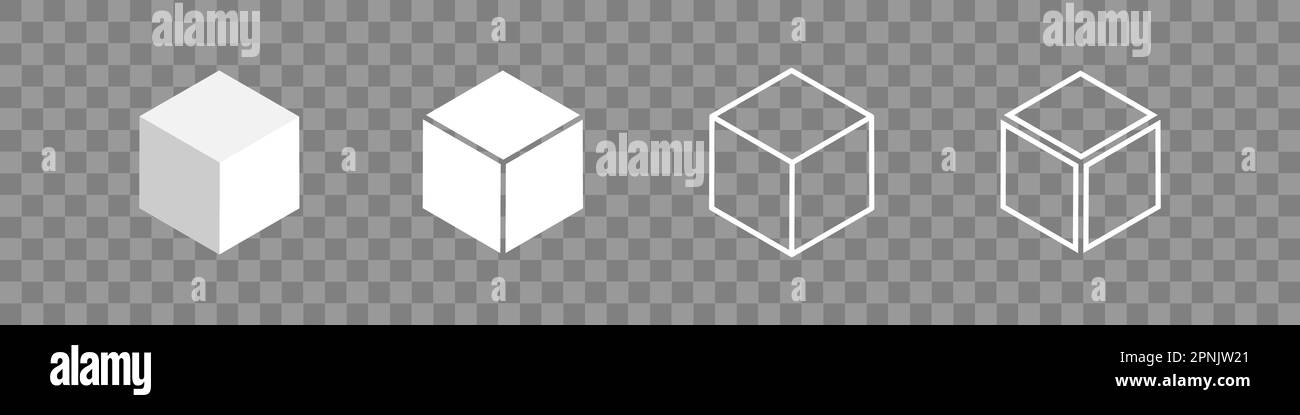 While cube set isolated vector icon. 3D box jn transparent background ...