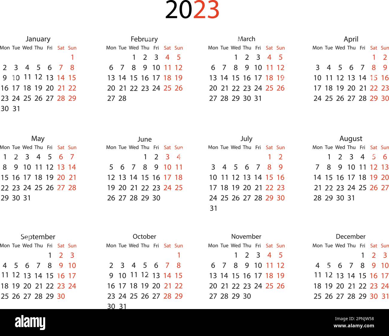 Calendar 2023, week start Monday. Vector corporate design planner ...