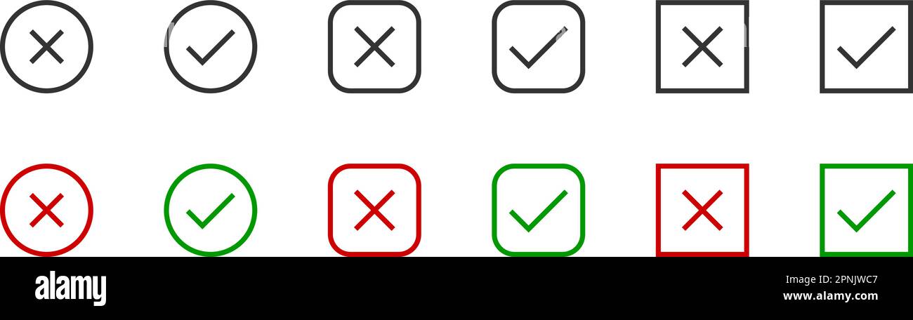 Cross chek mark line icons. Vector isolation flat illustration Stock ...