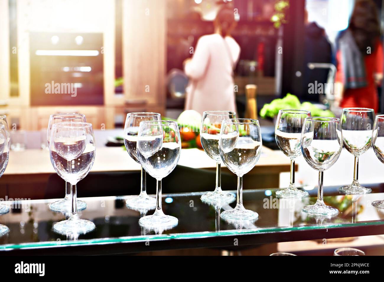 Wine glasses in a kitchen store Stock Photo - Alamy